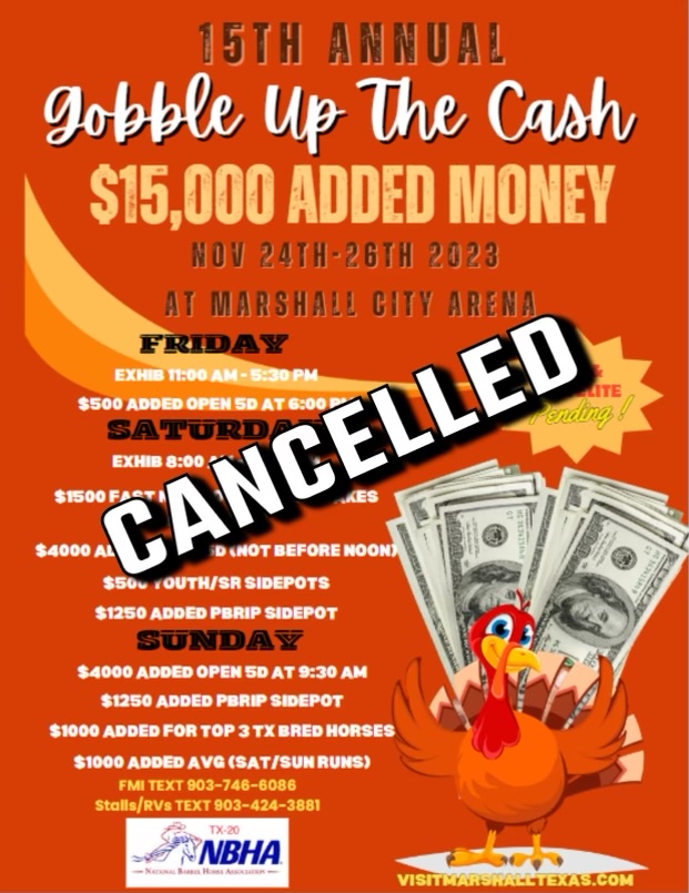 15th Annual Gobble Up The Cash – CANCELLED – Ebarrelracing.com